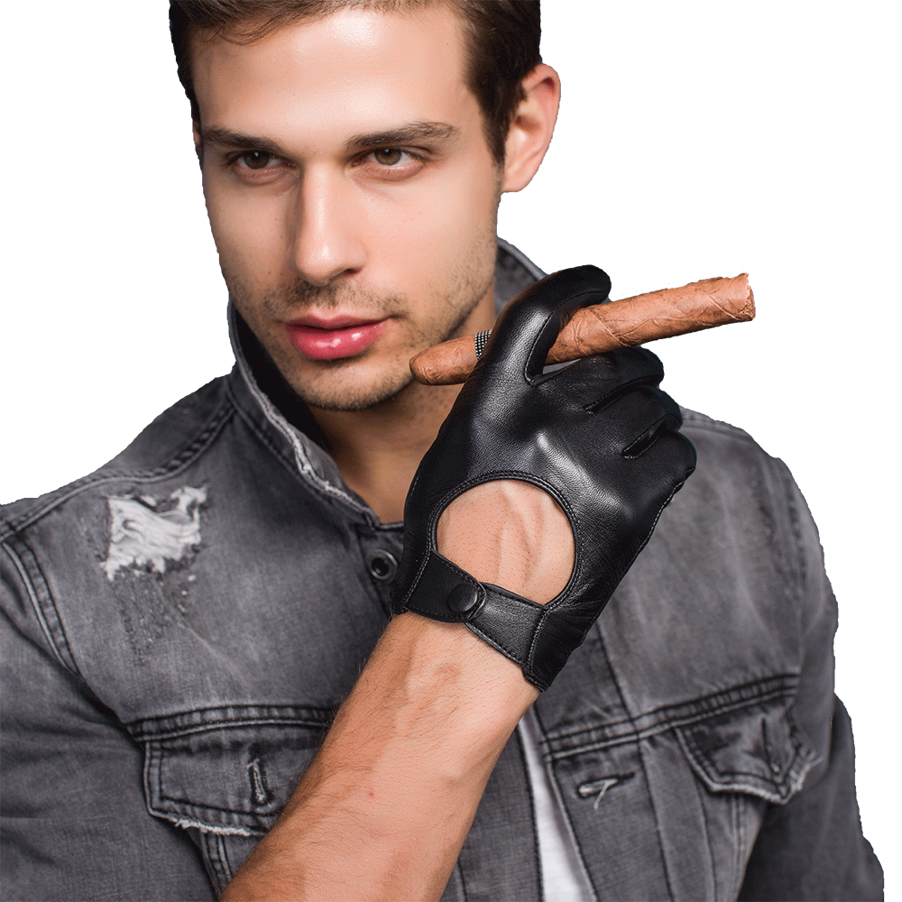 Luxury Men's Leather Driving Gloves Motorcycle Gloves Classic Leather ...